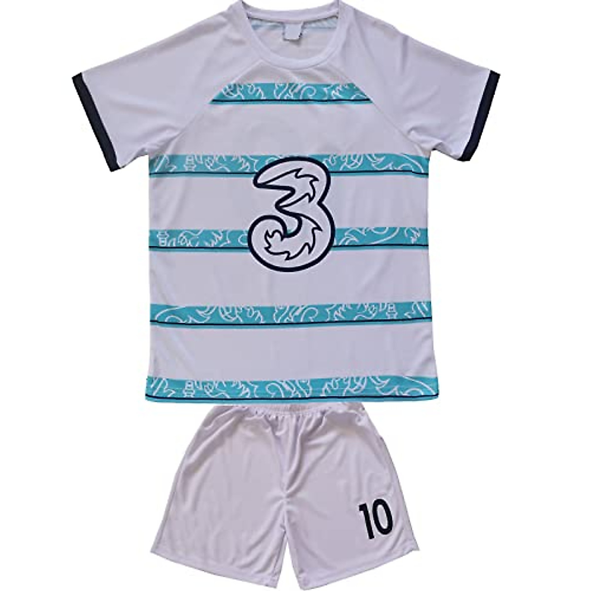 HIOFOBE 2022/2023 Christian Pulisic #10 Kids Away Kit Soccer Jersey & Shorts Sportswear Football Socks Youth Sizes Set (Away,28)