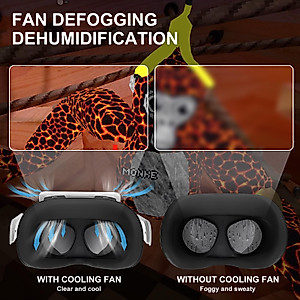 Hibloks Quest 2 Fan Cooling Mask for Meta/Oculus Quest 2 Accessories, Circulated Ventilation Eliminates Glasses Fogging Defogger (Soft Lycra Cotton Mask)