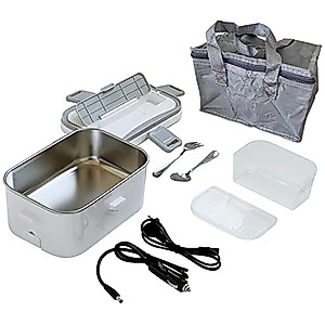 Electric Lunch Box Food Heater Heated Lunch Boxes For Adults Portable Food Warmer Lonchera Electrica Para El Almuerzo Self Heating Lunch Box For Work Heat Up Lunchbox Hot Heatable For Men Car Warming