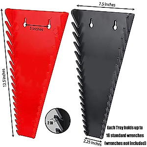 32-Slot Wrench Organizer for Tool Box, 2 Pack Magnetic Wrench Organizer, Wrench Holder SAE(1/4" - 1/16") and Metric(6mm-24mm), Wall Mounted Wrench Organizer