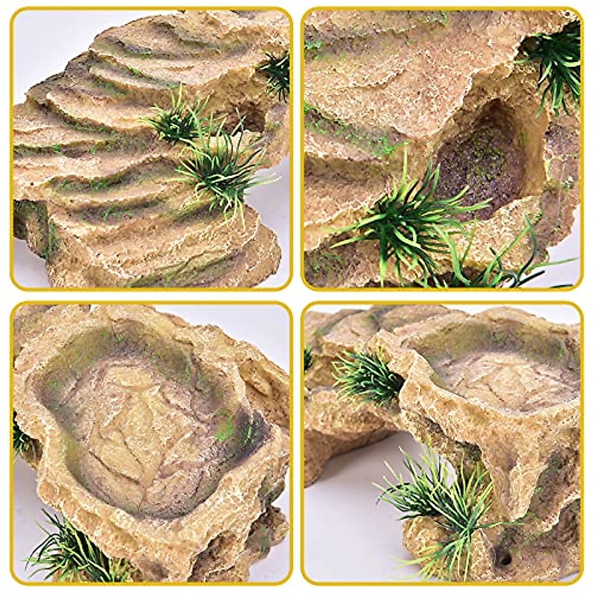 Turtle Basking Platform, Resin Dock Resting Rectangular Aquarium Turtle Tank Decorations, Reptile Habitat Accessories, Reptile Hide Floating Ledge Resting Terrace for Bearded Dragon, Newts, Lizard