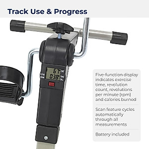 Drive Medical RTL10273 Deluxe Folding Pedal Exerciser with Electronic Display for Legs and Arms, Under Desk Bike Pedal Exerciser, Fully Assembled, No Tools Required, Black