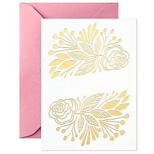 Hallmark Customizable All Occasion Greeting Cards (12 Cards with Envelopes and Stickers) Gold Foil Floral for Birthday, Thank You and Thinking of You