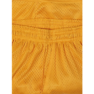 Hat and Beyond Mens Mesh Shorts Elastic Sports Gym Performance Workout Boxing Jersey Basketball Pants (X-Large, 1ih01_Yellow)
