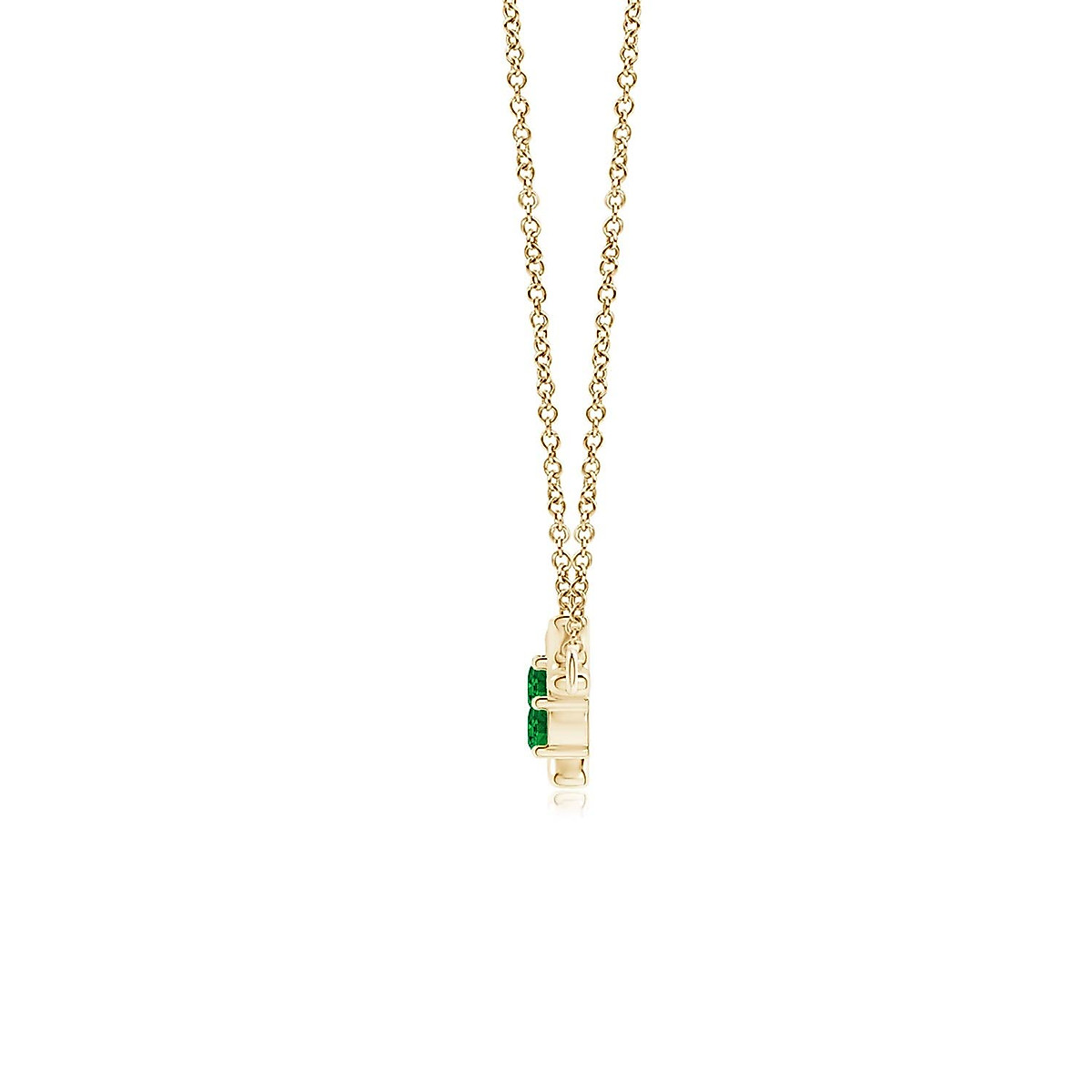 Angara Natural 0.3 Ct Emerald Three Stone Pendant Necklace for Women in 14K Yellow Gold (Grade-AAAA | Size-3mm) | May Birthstone, Birthday, Anniversary, Wedding Jewelry Gift For Women