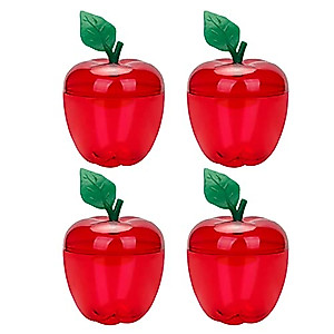 HANZE Large Red Apple Container, Apple Shaped Candy Toy Filling Containers Jar, Back To School Teacher Appreciation Gift, Wedding Party Ornaments Christmas Decorations Supplies Favors - 4 Pack