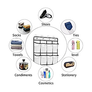smellshark Hanging Shoe Rack Holder with 28 Extra Large Mesh Pockets Door Shoe Organizer with 4 Metal Hooks for Men,Women,Kids Storage Shoes,High Heels,Slippers,Accessories,Toiletries, White