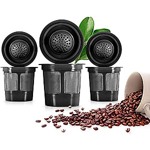 K&J Reusable K Cups Compatible with Keurig, 4 Pack, Black - Includes Freedom Clip for Compatibility With Keurig 2.0 Machines