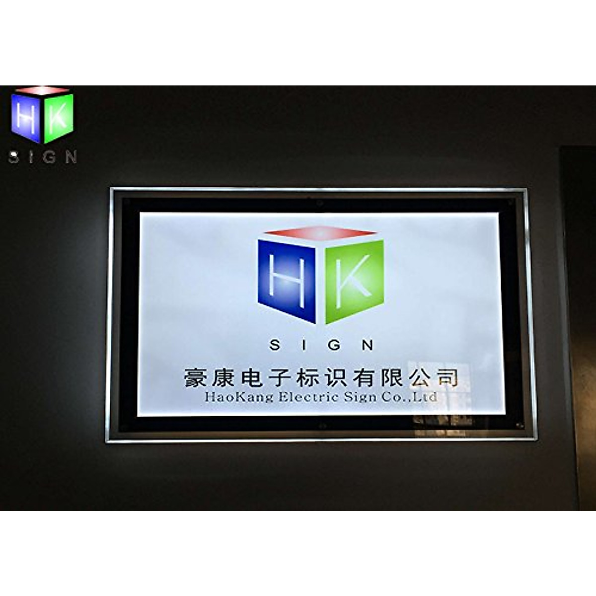 HKSIGN-A2 Acrylic Backlit Light Crystal Led Photo Frame Light Box for Office Store Sign Display with Wall Mounted