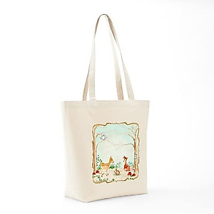 CafePress Woodland Creatures Animals Deer Fox Rabbit Owl Art Natural Canvas Tote Bag, Reusable Shopping Bag