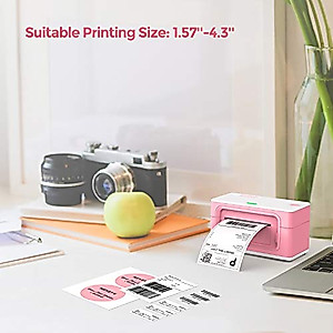 MUNBYN Eco-Friendly Packaging Thermal Printer for Shipping Labels, Pink Label Printer for Small Business Compatible with UPS, USPS, Etsy, Amazon, Ebay, Shopify, FedEx,