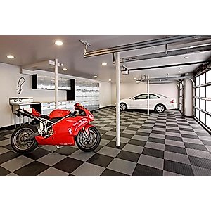 Big Floors GarageDeck Coin Pattern, Durable Copolymer Interlocking Modular Non-Slip Garage Flooring Tile (48 Pack), Black