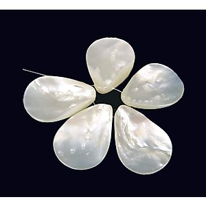 30X20mm neKEU Natural White Saltwater Mother of Pearl Teardrop Pendant Beads (5)