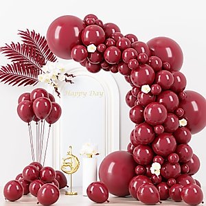 Voircoloria 130pcs Burgundy Balloons Different Sizes 18" 12" 10" 5" Wine Red Balloons for Birthday Graduation Bride Baby Shower Wedding Decorations
