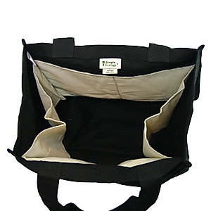 Simple Ecology Organic Cotton Deluxe Reusable Grocery Shopping Bag with Bottle Sleeves and Rigid Bottom Support (UPDATED DESIGN) - Natural 3 Pack