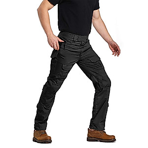 AKARMY Men's Hiking Pants Casual Camouflage Multi-Pocket Cargo Work Pants G3WF Black