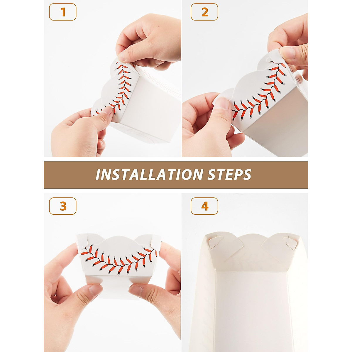 Fulmoon 60 Pcs Baseball Party Supplies 7 inch Baseball Party Paper Food Trays Hot Dog Trays Disposable Paper Serving Food Boats for Concession Carnival Condiment Movie Night Snack