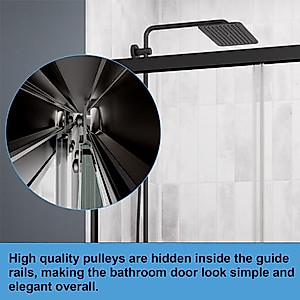 Shower Door，Royal Guard 44-48" W x 70" H Semi-Frameless Double Sliding Glass Shower Door with 1/4'' (6mm) Clear SGCC Tempered Glass，Bypass Shower Enclosure，Matte Black