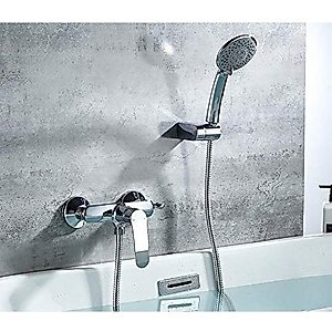 TECKI Kitchen Taps Bathtub Faucets Chrome Polished Finish Wall Mounted Shower Faucet Bathtub Handheld Shower Tap Mixer Bathroom Faucet