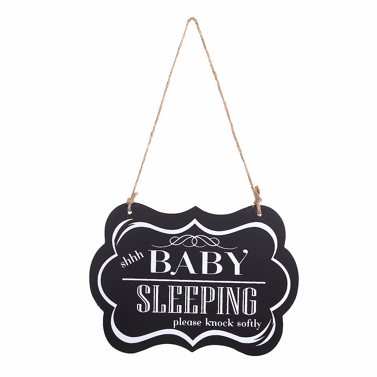 WINOMO Baby Sleeping Sign for Door "shhh BABY SLEEPING please knock softly" Funny Wooden shhh Baby Sleeping Sign for Front Door Bedroom Door