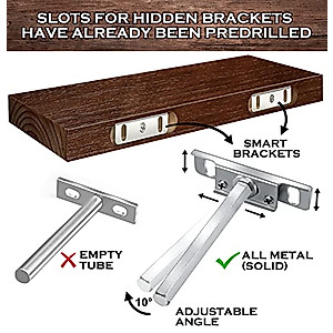 AoceanGo Farmhouse Floating Shelves for Wall 36 Inch Rustic Shelves Large Modern Solid Wood Wall Shelf Display Storage Rack Live Edge Shelves for Living Room Kitchen Office Kitchen Hallway Set of 4