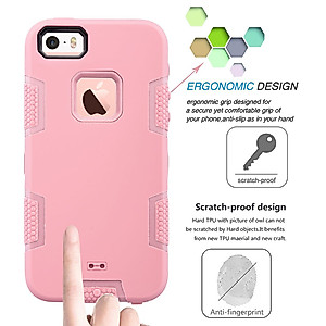 ULAK iPhone 5S Case, iPhone 5 Case, iPhone SE Case (2016 released), Heavy Duty Shockproof Sport Rugged Drop Resistant Dustproof Protective Cover for iPhone 5/5S/SE, Rose Gold-Not fit iPhone SE 2nd 3rd