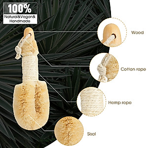 Dry Brushing Body Brush for Skin - Exfoliating Body Scrubber Brushes Natural Sisal Bristle for Lymphatic Drainage Cellulite Body Exfoliator for Bath Shower to Improve Circulation Stop Ingrown Hairs