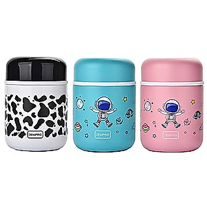ZEMPRO Cute 10 Oz Thermos Food Jar for Hot & Cold Food Soup Wide Mouth Leak Proof Stainless Steel Insulated Vacuum Container Small Travel Work Lunch Bento(Cow Print)