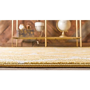 Unique Loom Trellis Frieze Collection Area Rug - Rounded (4' 1" x 6' 1", Yellow/ Ivory)