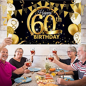 Birthday Stemless Wine Glass, Gold Birthday Wine Glass Present for Men Women Birthday Party Wedding Anniversary Decorations, 17 oz Stemless (Cheers to 60 Years)