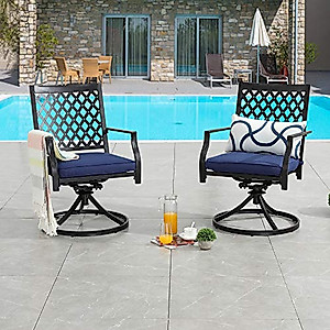 LOKATSE HOME Patio Swivel Dining Chairs Set of 2 with Cushion Bistro Outdoor Furniture for Garden Backyard Poolside, Blue