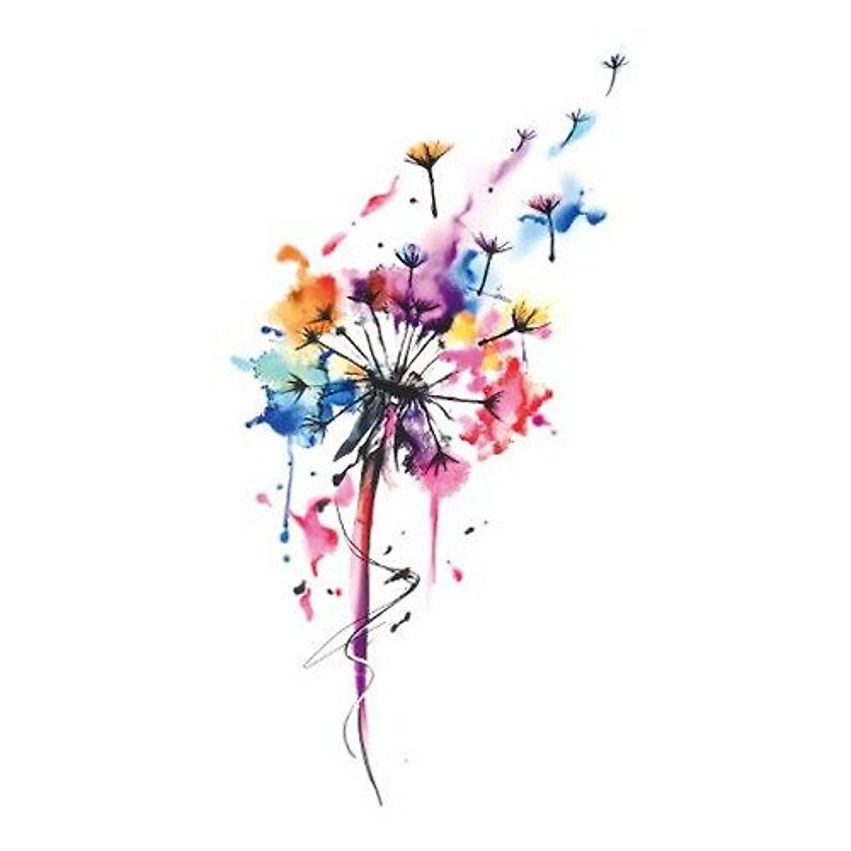 SanerLian Set of 5 Waterproof Temporary Fake Tattoo Stickers Watercolor Pink Blue Dandelion