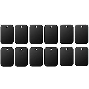 Mount Metal Plate（12Pack） for Magnetic Car Mount Phone Holder with Full Adhesive for Phone Magnet, Magnetic Mount, Car Mount Magnet-12X Rectangular (Black)