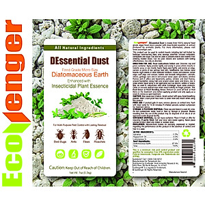 EcoVenger DEssential Dust, Kills Bed Bug, Roaches, Ants, Fleas, Crawling Insect Repellent, Food Grade Diatomaceous Earth Micro-Powder Triple Powered Peppermint/Lemongrass/Eucalyptus