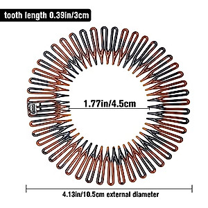 9 Pieces Circular Flexible Plastic Hair Combs and Headbands for Women Girls, 3 Colors (Yellow Leopard, Red Leopard, Tortoise Shell)