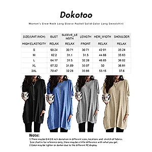 Dokotoo Womens Comfy Casual Long Sleeve T Shirt Tunics Tops Blouse Fashion Oversized Shirts Tunic with Pockets Tops for Leggings Summer Autumn Spring (US 16-18) XL,Gray