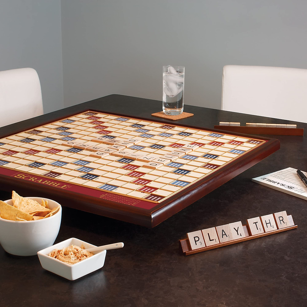 WS Game Company Scrabble Giant Deluxe Edition with Rotating Wooden Board