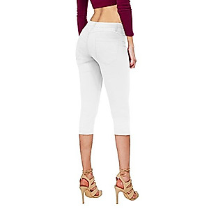 Hybrid & Company Women's Stretchy Denim Capri Jeans Q19411X White 22