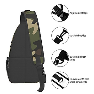 Camouflage Chest Sling Bag Seamless Green And Brown Colors Camo Pattern Military Background Crossbody Shoulder Backpack Lightweight Travel Hiking Casual Daypack for Men Women Outdoors Biking Climbing