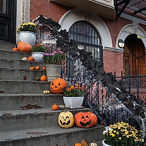 IWNTWY 3 Pack Fall Leaves Garland, Artificial Autumn Hanging Maple Leaf Vines Foliage Garland for Halloween Party Front Door Home Fireplace Decor (Black, 5.5Ft/Pack)