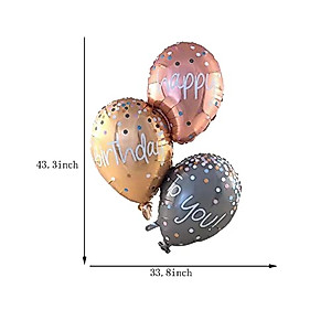 6PCS Big Happy Birthday Balloon Foil Inflated Mylar Balloons Rose Gold Birthday Party Decoration Kit for Party Decoration Supplies