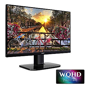 Acer KA272U biipx 27” WQHD 2560 x 1440 IPS Zero-Frame Monitor with 75Hz Refresh Rate and AMD Radeon FreeSync Technology (Display Port & 2 x HDMI 1.4 Ports) Black (Renewed)