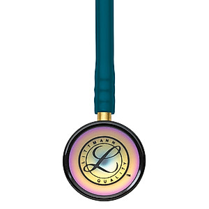 3M Littmann Classic II Pediatric Stethoscope, 2153, Stainless Steel Rainbow-Finish Chestpiece, 28" Caribbean Blue Tube, Brass Stem, and Headset