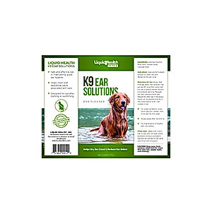 LIQUIDHEALTH 12 Fl Oz K9 Dog Ear Cleaner Wash Solutions - Infection Cleaning Hygiene Treatment Drops for Dogs, Canines and Puppies