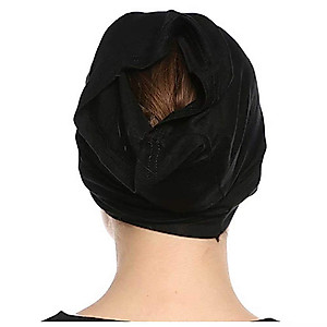 Black Under Scarf Tube Cap with Brim (Hijab Accessory), Black, Size One Size