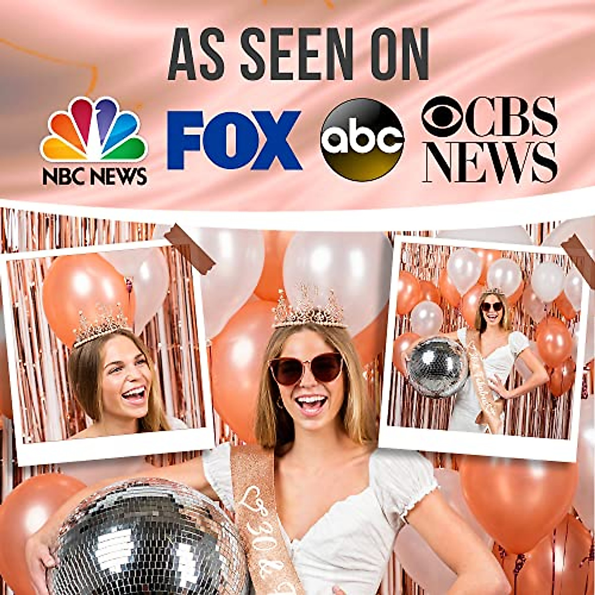 30th Birthday Decorations For Women (75 Pk) Rose Gold Dirty 30 Birthday Decorations For Her, Party Photo Backdrop, Sash, Happy Birthday Banner, Cake Topper, Balloon, 30th Birthday Gifts For Her Girls