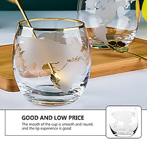 UPKOCH 450ML Clear Glass Water Cup Set 2Pcs World Map Design Whiskey Glasses Crystal Shot Glasses Coffee Mugs Summer Water Tumbler Fiesta and Cinco de Mayo Party Supplies
