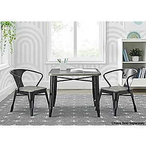 Delta Children Bistro Kids Play Table - Ideal for Arts & Crafts, Snack Time, Homeschooling, Homework & More, Black Metal/Grey Barnboard