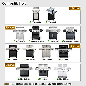Criditpid Replacement Parts for Nexgrill 5 Burner 720-0888, 720-0888N, 720-0830H, Members Mark 720-0882D Grill, 5-Pack Heat Plates Flame Tamers Parts for Nexgrill Replacement Parts 720-0888n