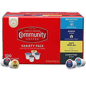Community Coffee Variety Pack 100 Count Coffee Pods, Medium Dark Roast, Compatible with Keurig K-Cup Brewers